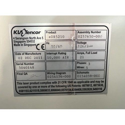 KLA-Tencor eDR-5210 E-Beam defect review system