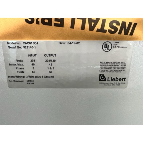 Liebert CAC015C4 Datawave 1 POWER CONDITIONER