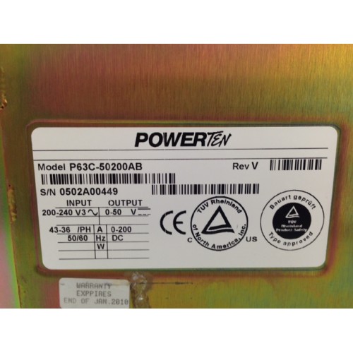 Power Ten P63C-50200AB 50V 200A 10KW DC Power Supply