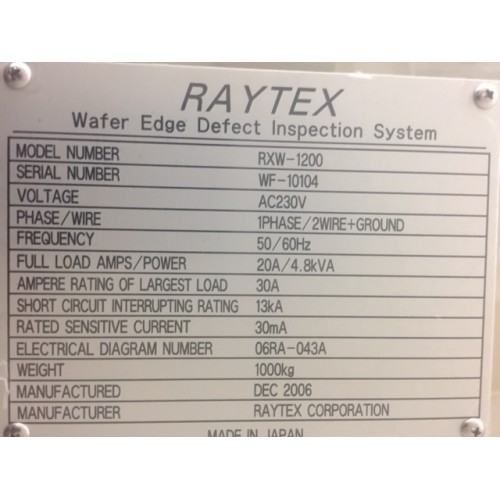 Raytex RXW-1200 Wafer Edge Defect Inspection System